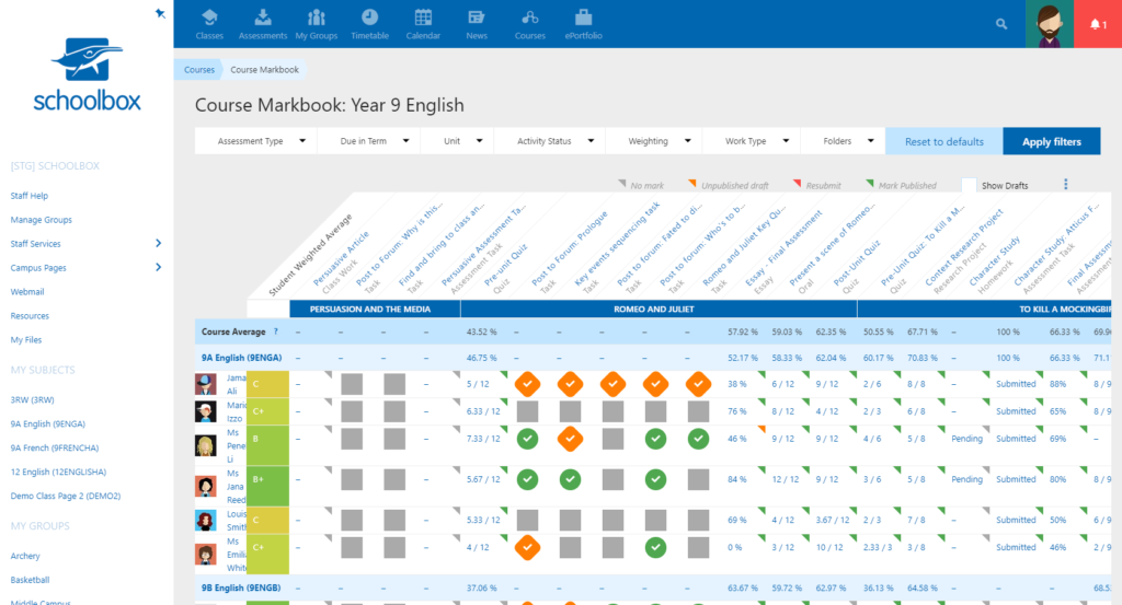 Markbooks: Best Reporting and Feedback Technology for K-12 Teachers